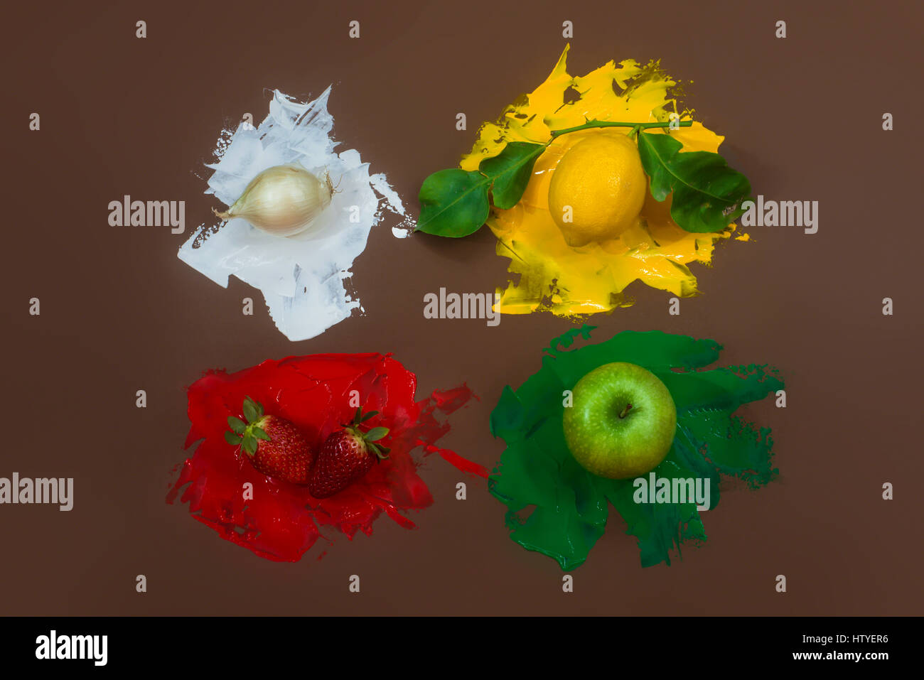 Fruit and acrylic paint Stock Photo - Alamy