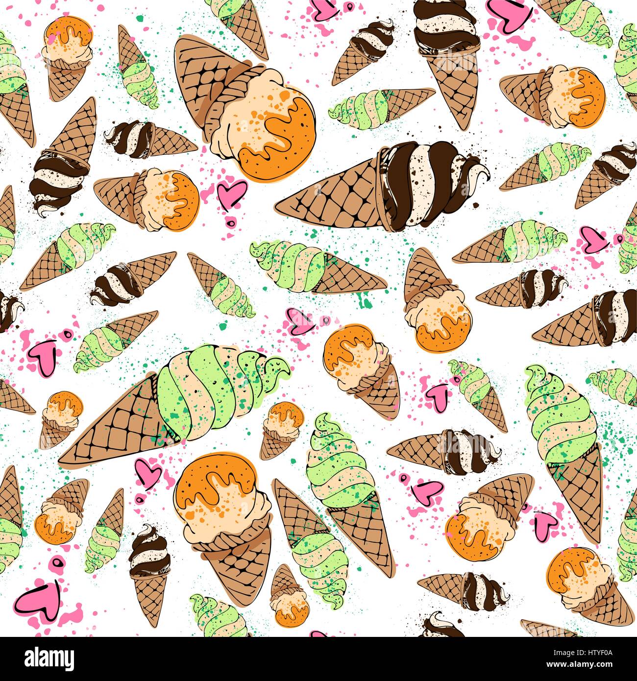 Ice Cream Seamless Pattern Illustration Stock Vector Image And Art Alamy