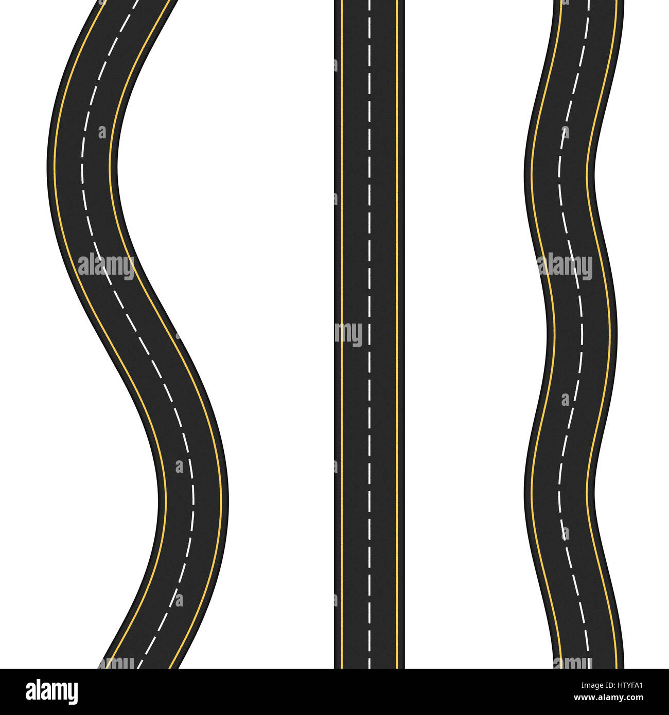 Three vertical seamless roads on white background Stock Photo - Alamy