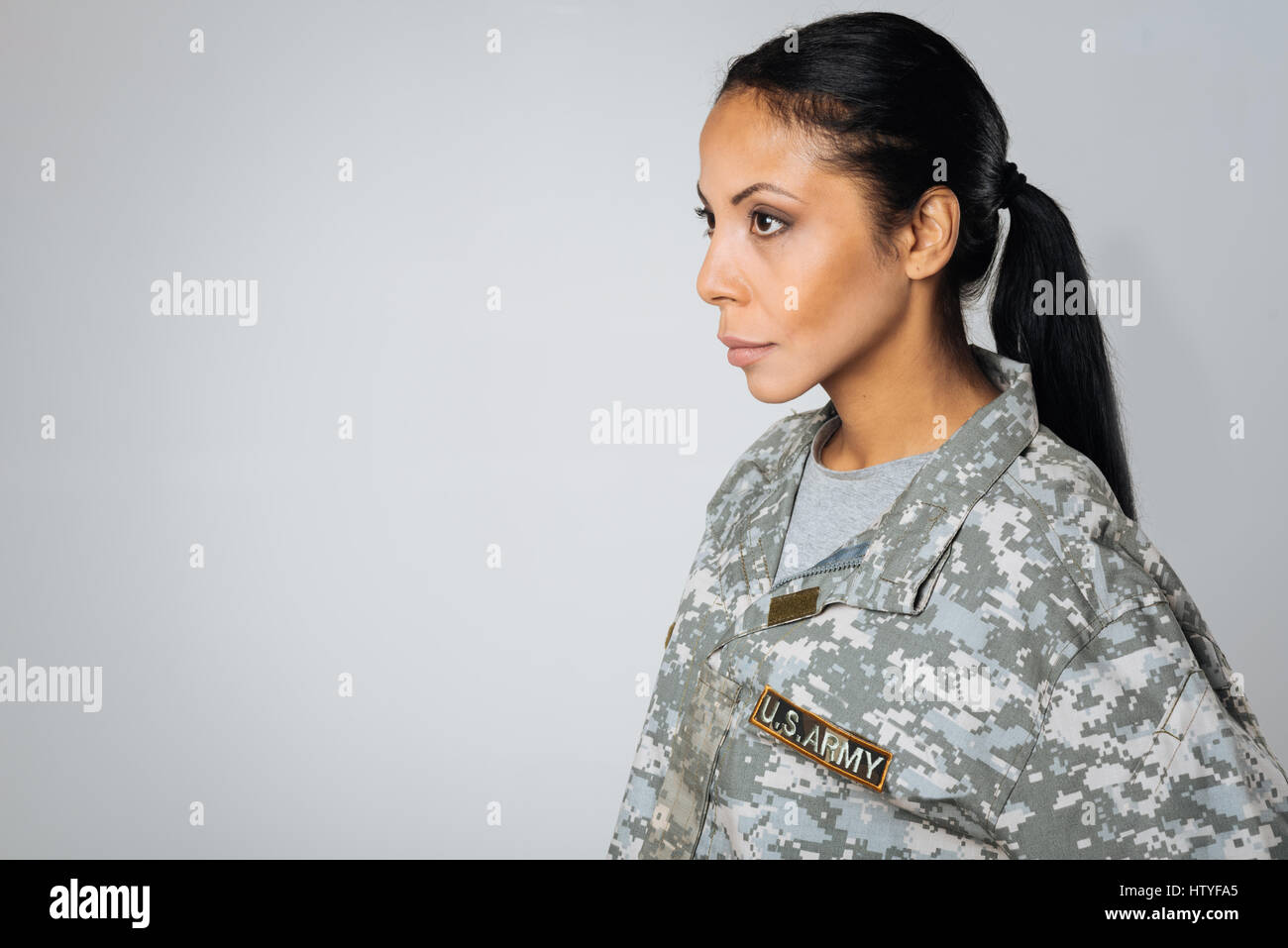 Resolute woman showing off her beautiful face Stock Photo - Alamy