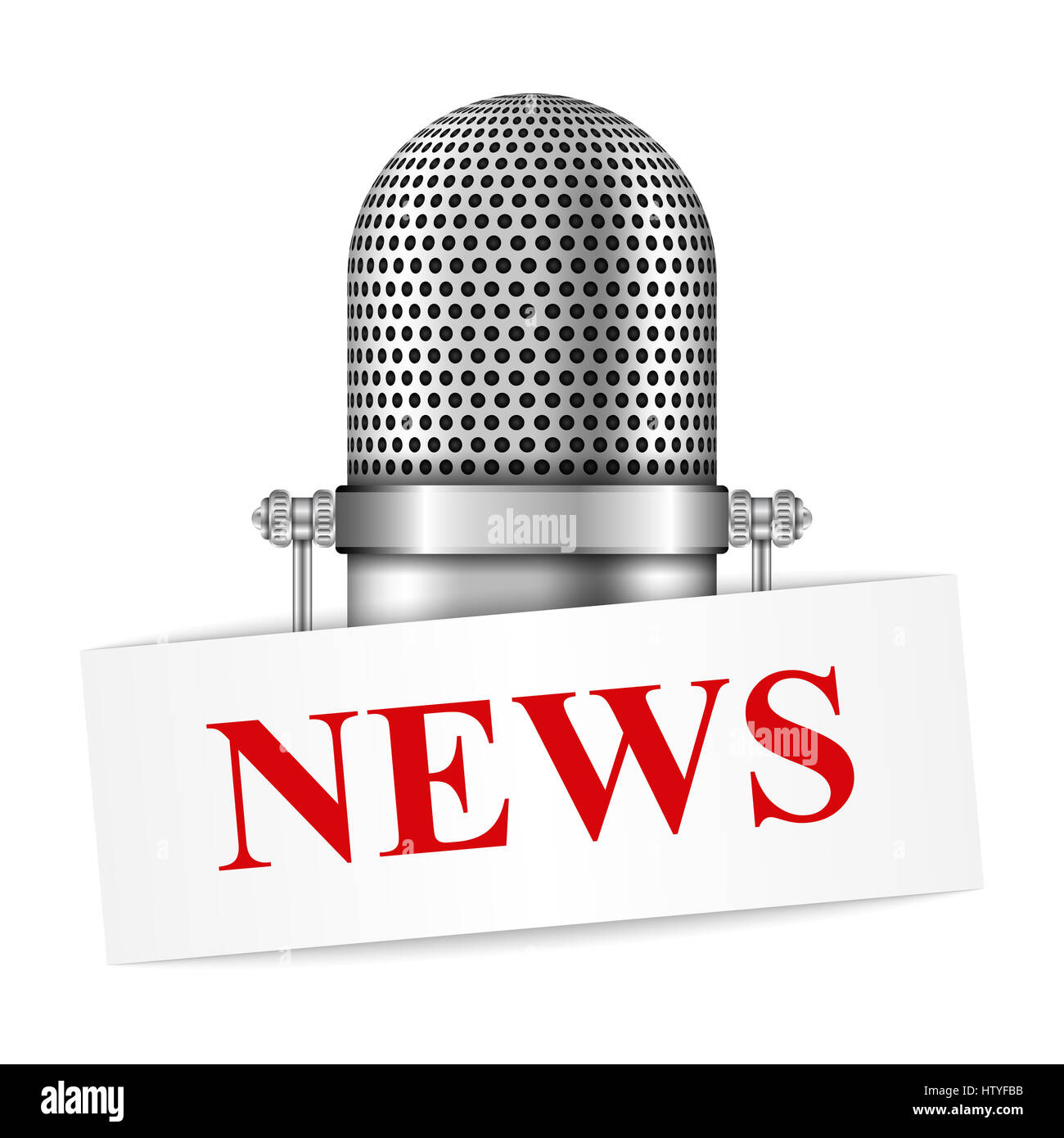 Microphone with news banner Stock Photo - Alamy