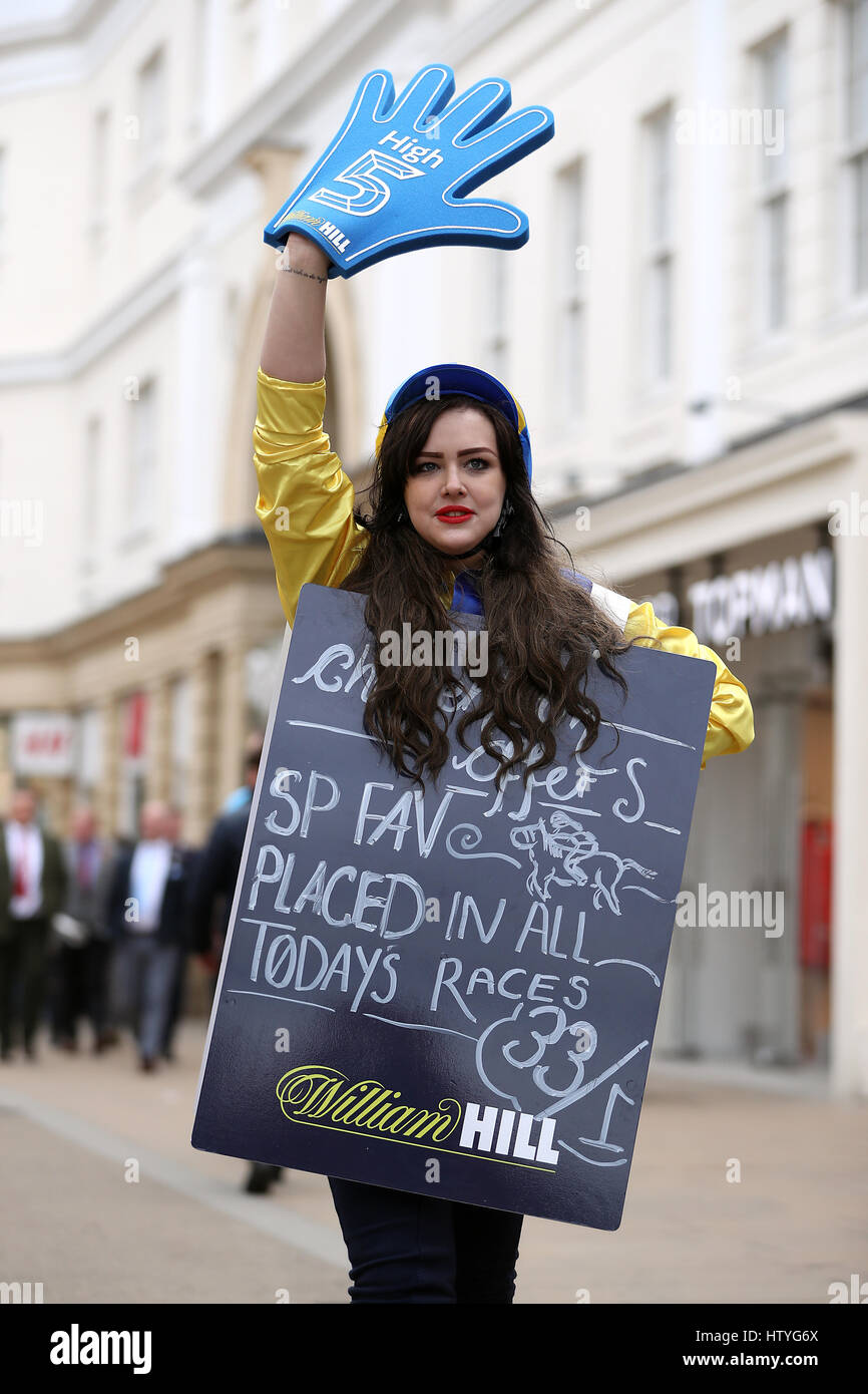 A William Hill promotional girl in Cheltenham Town Centre Stock Photo ...