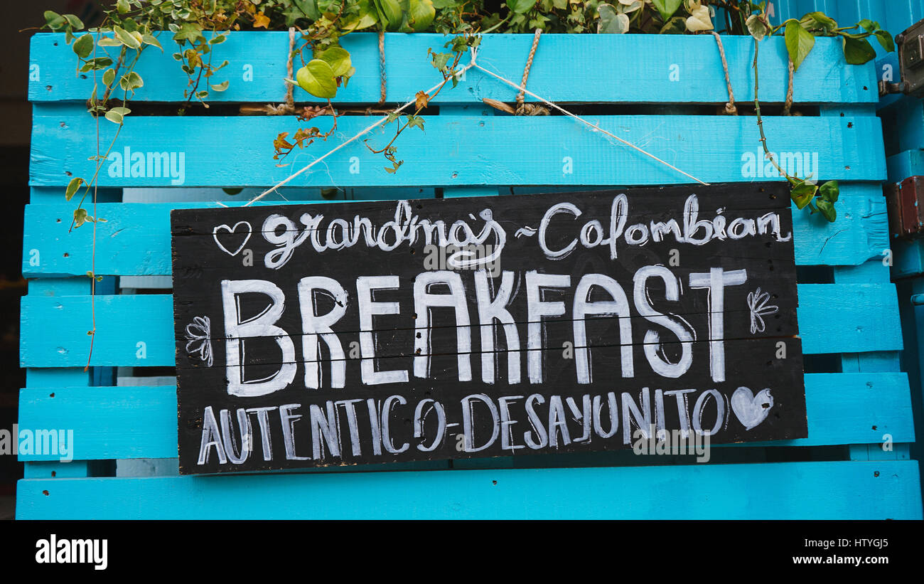 A breakfast sign with plants Stock Photo - Alamy