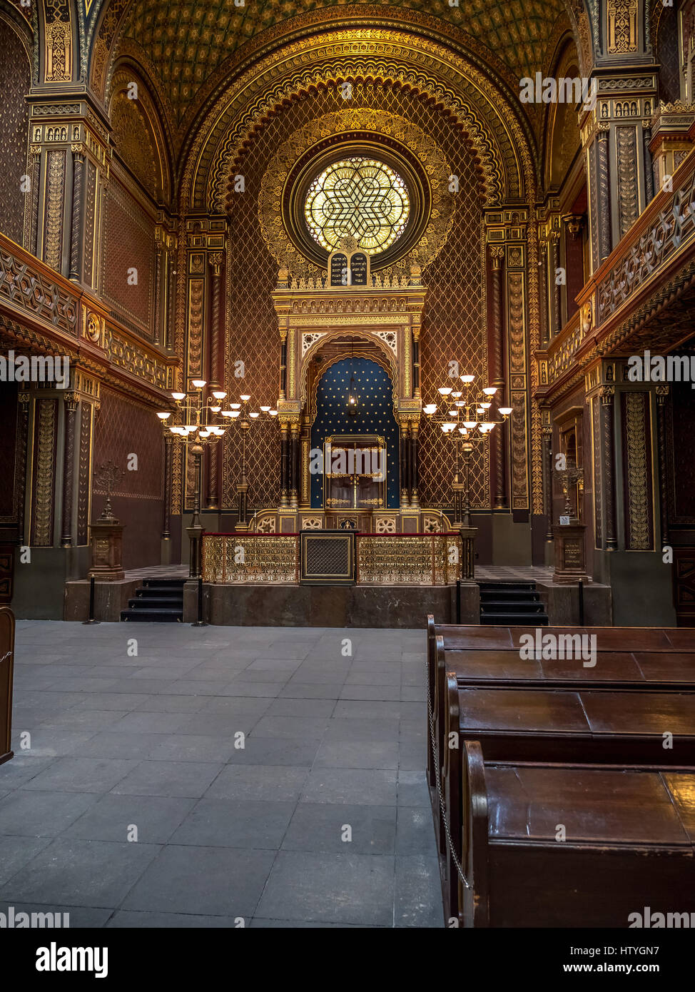 PRAGUE, CZECH REPUBLIC - MARCH 6 2017: The main altar of the Spanish ...