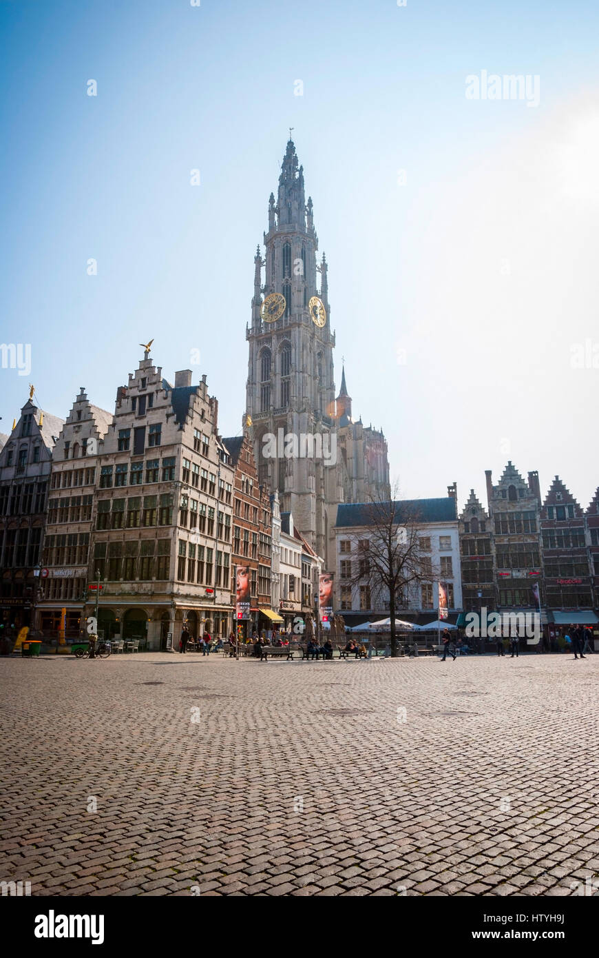 Antwerp old town with cathedral, Belgium Stock Photo - Alamy