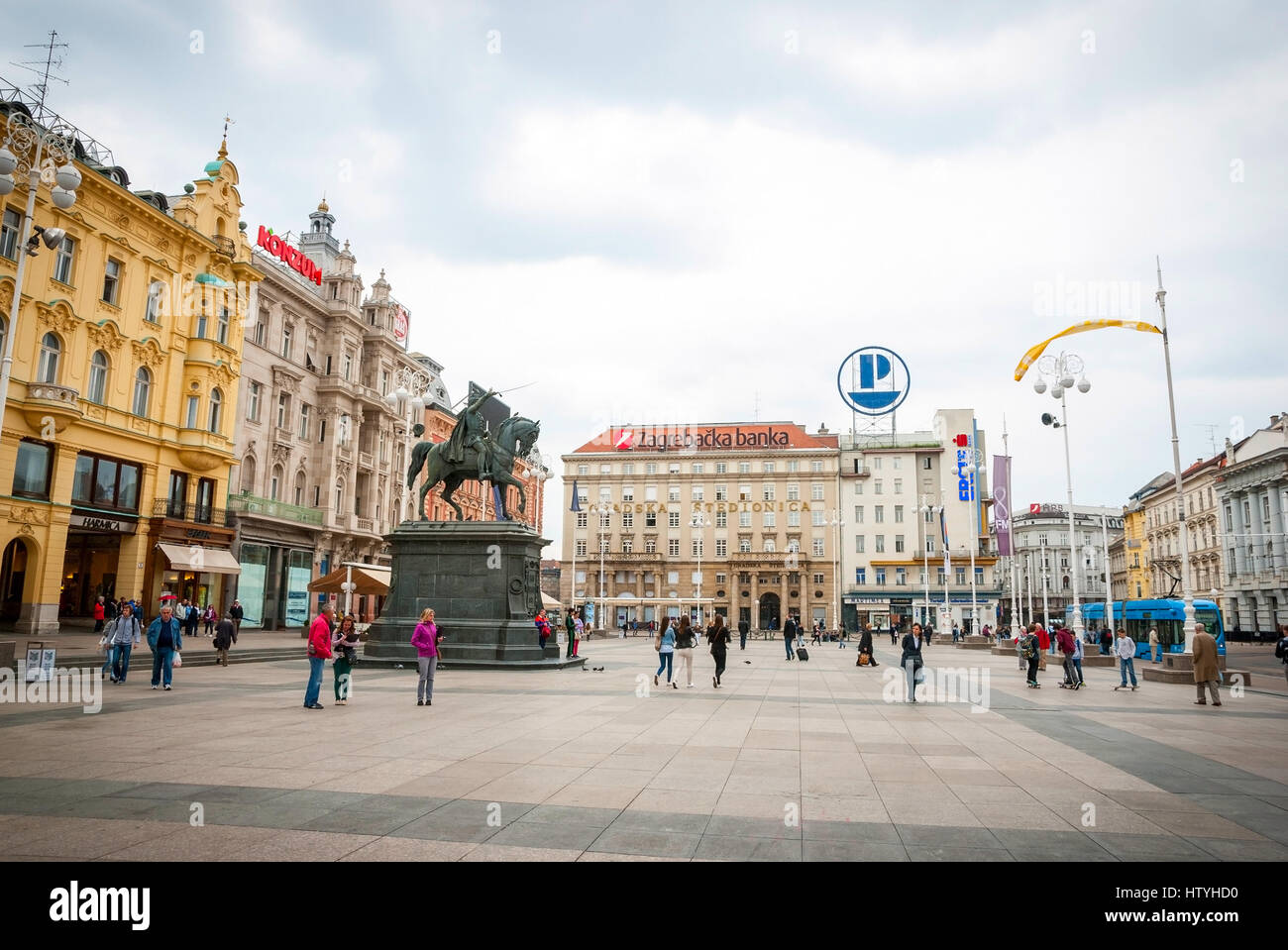 ZAGREB, CROATIA - MAY 24: Ban Jelacic square, main square in Zagreb ...