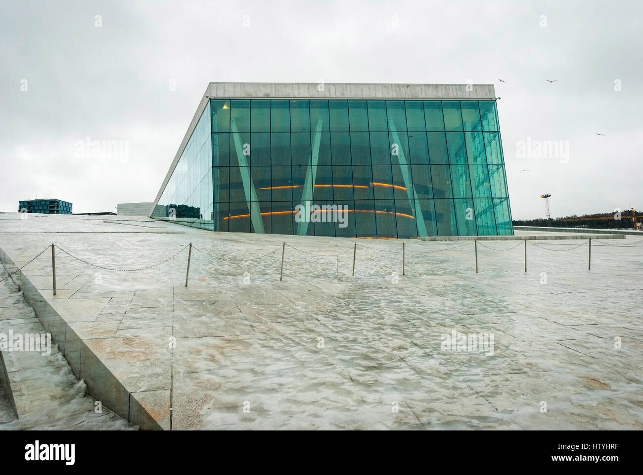 OSLO, NORWAY - JANUARY 28: Exterior of Oslo opera house desiged by ...