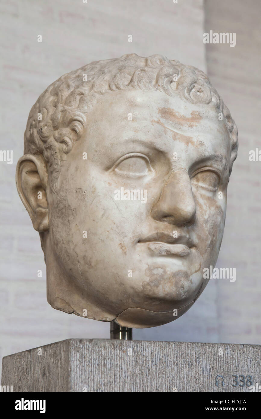 Marble head from a colossal statue of Roman Emperor Titus (reign 79-81 ...
