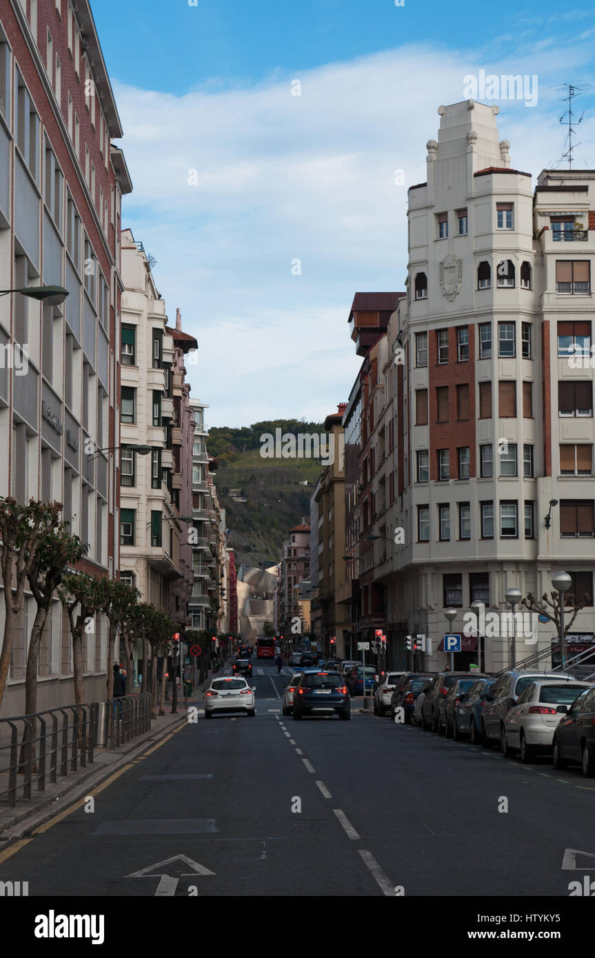 Basque Country: the skyline of Bilbao, view of the palaces and ...