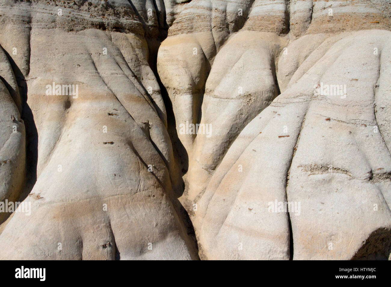 Geological formations created by erosion, in the Badlands near ...