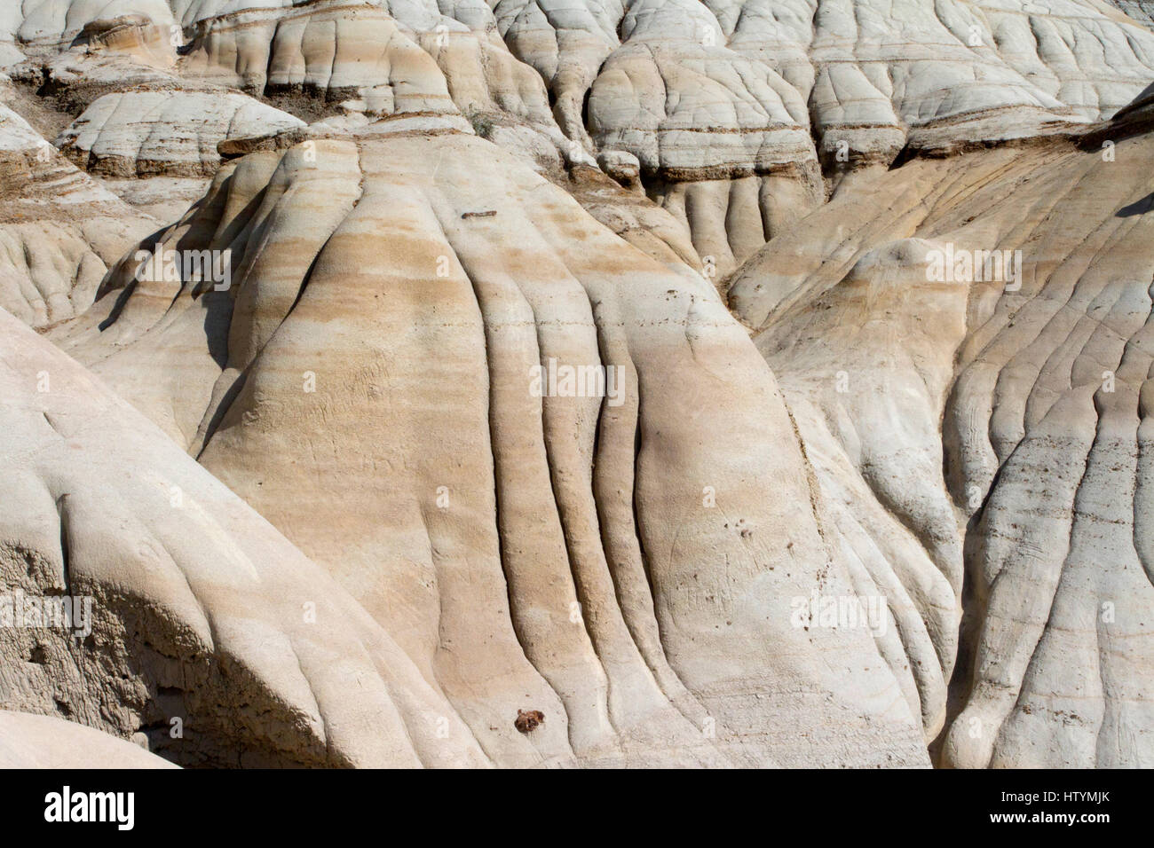 Geological formations created by erosion, in the Badlands near ...
