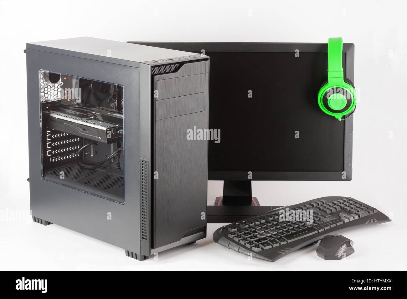 Midi tower computer case with led monitor, keyboard, mouse and ...