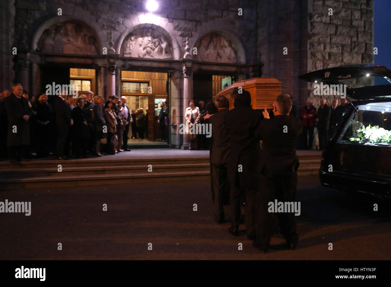 The coffin of former Bishop of Galway Eamonn Casey is carried into the ...