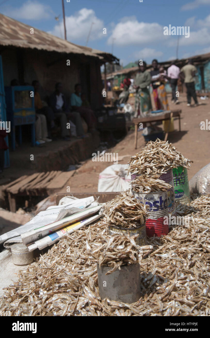 Dried fish for sale in market, Kibera slums, Nairobi, Kenya, East ...