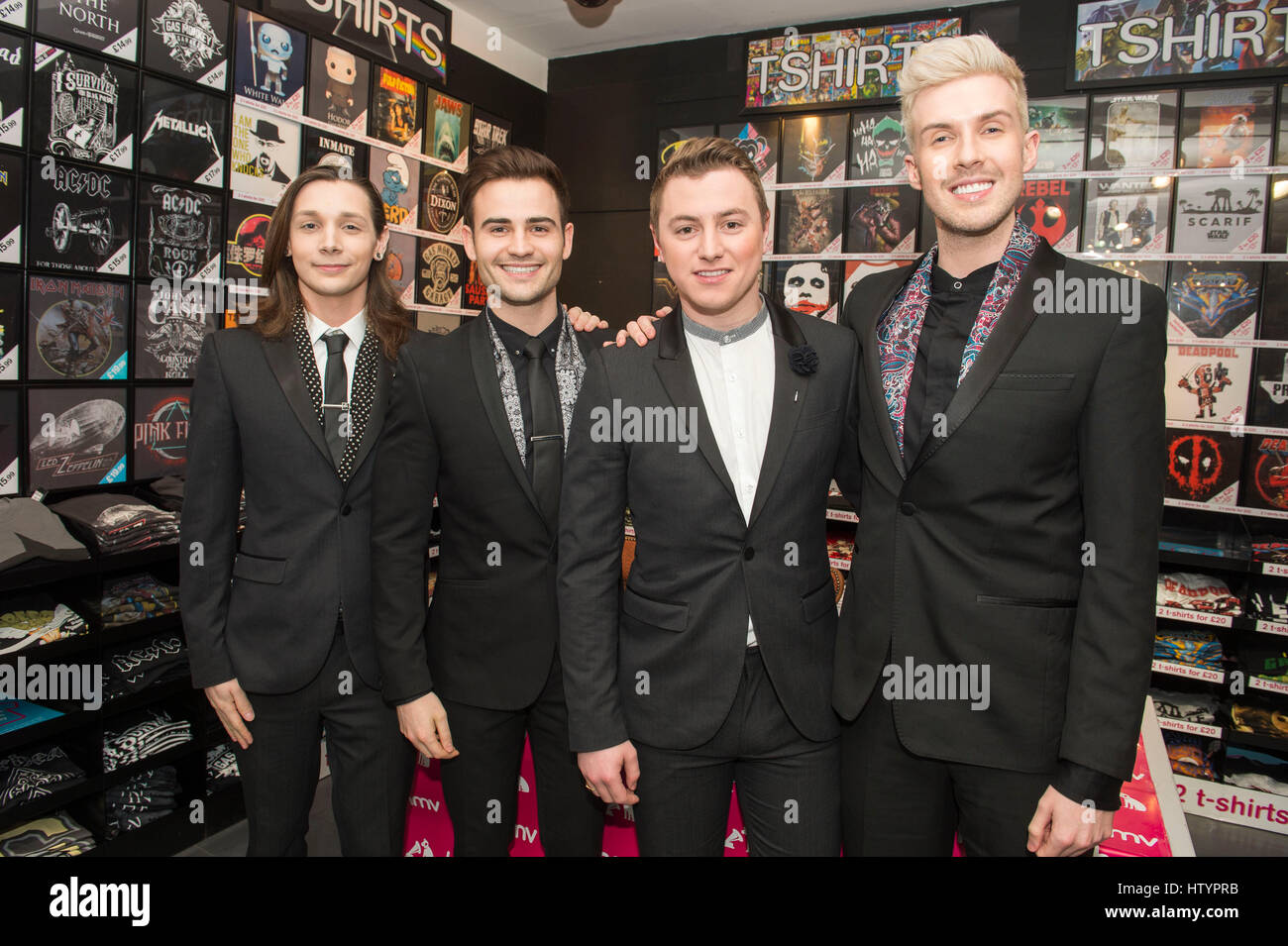 Collabro perform at HMV in Meadowhall Stock Photo - Alamy
