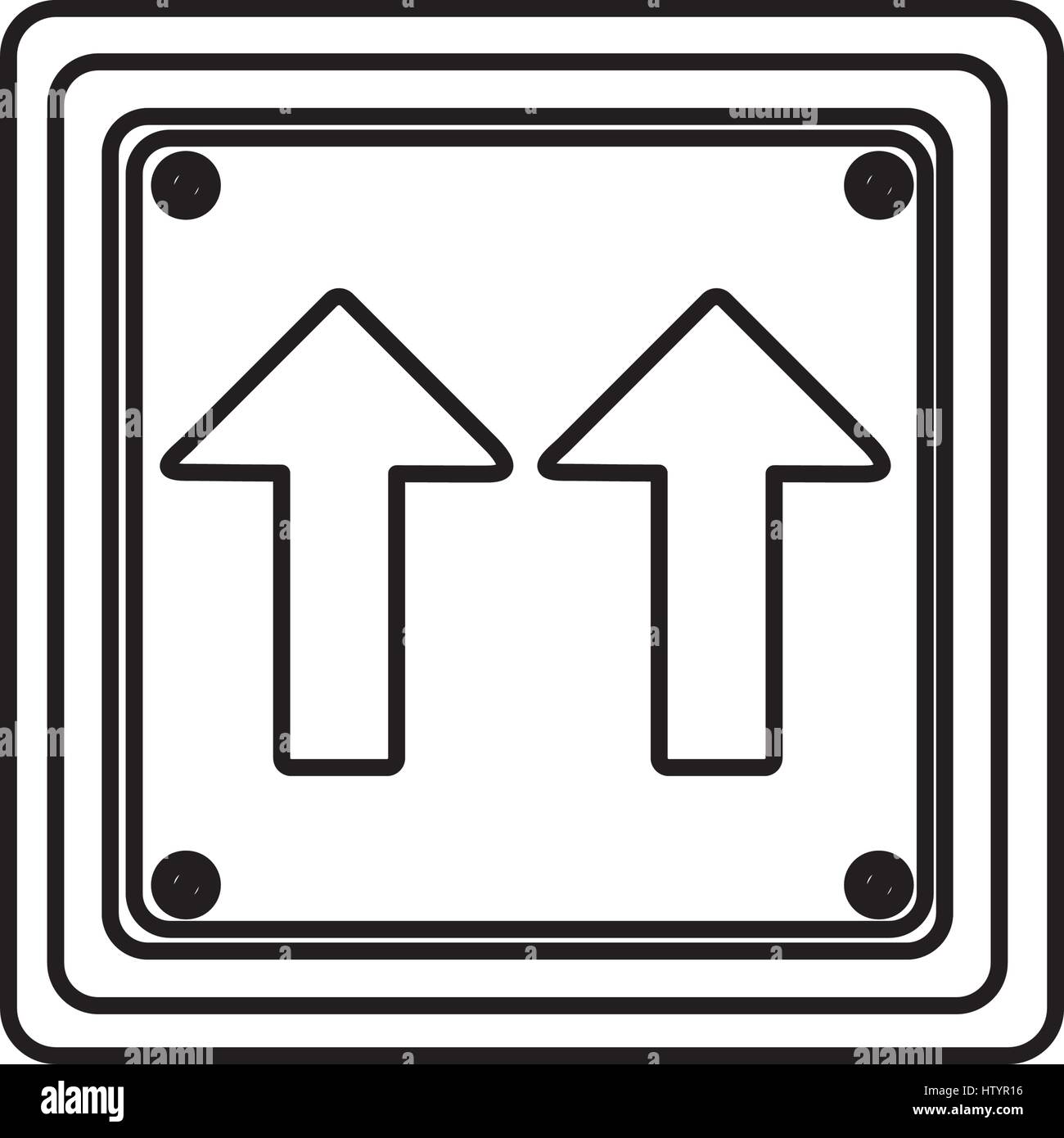 silhouette square shape frame same direction arrow road traffic sign ...