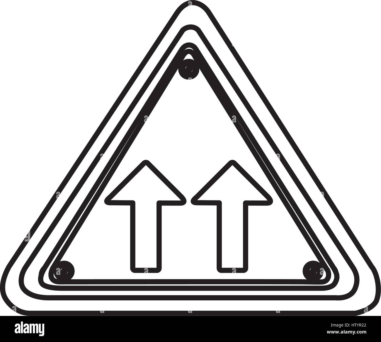 silhouette triangle shape frame same direction arrow road traffic sign ...