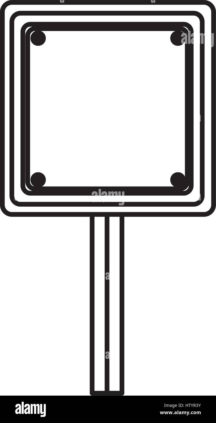 silhouette square shape traffic sign with base pole Stock Vector Image ...