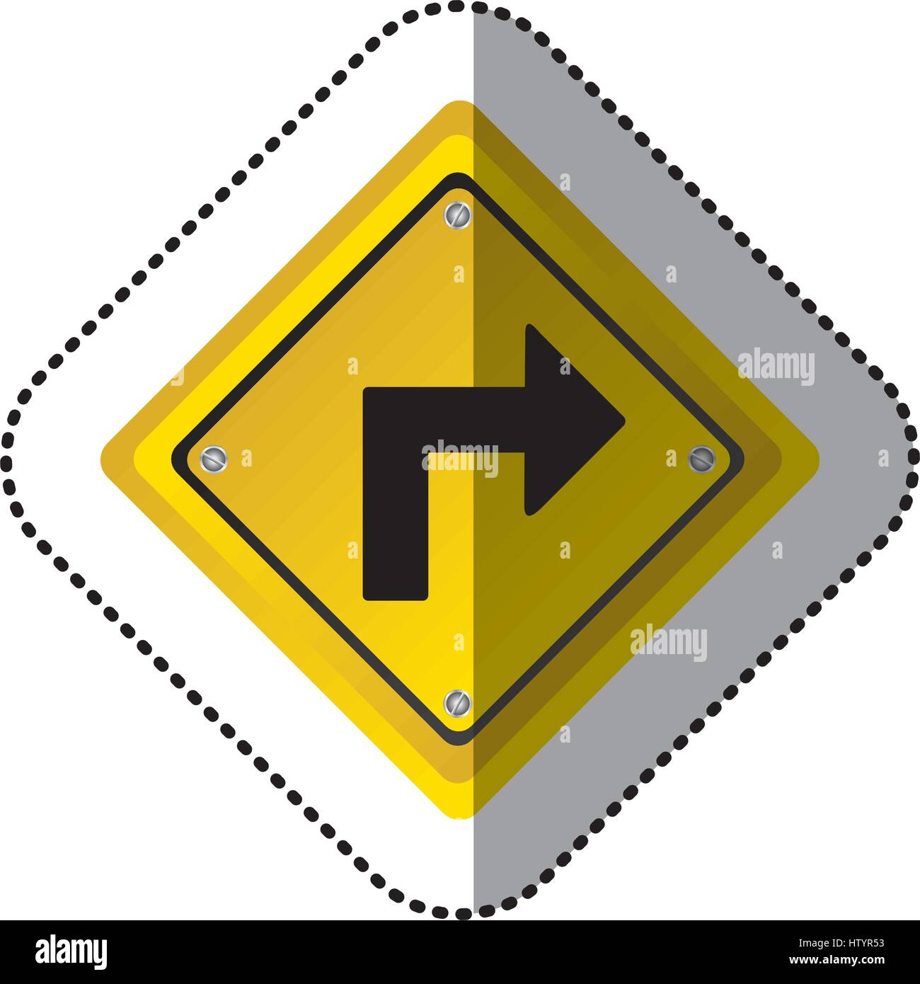 sticker yellow diamond frame turn right traffic sign Stock Vector Image ...