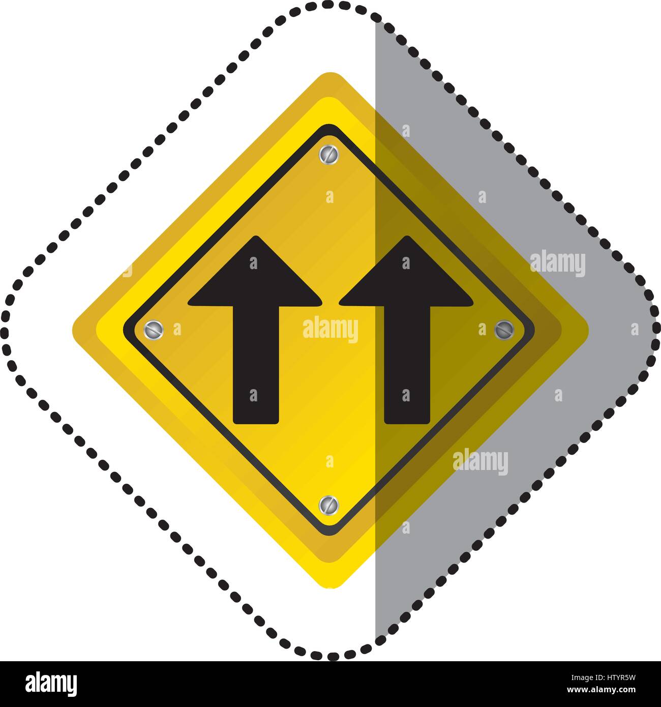 sticker yellow diamond shape frame same direction arrow road traffic ...