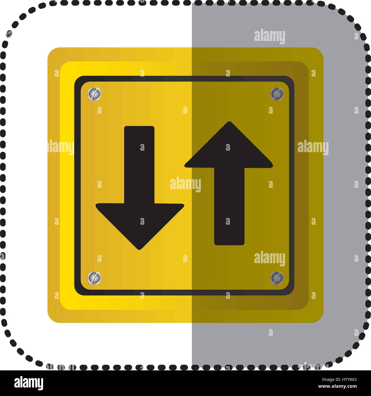 sticker yellow square shape frame two way traffic sign Stock Vector ...