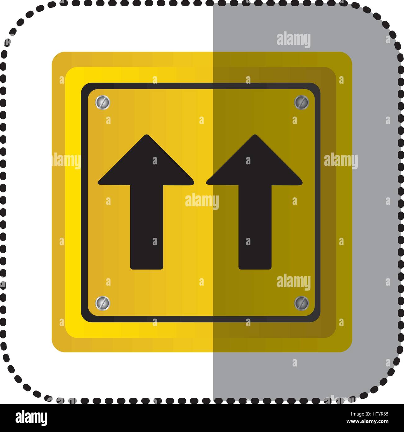 sticker yellow square shape frame same direction arrow road traffic ...