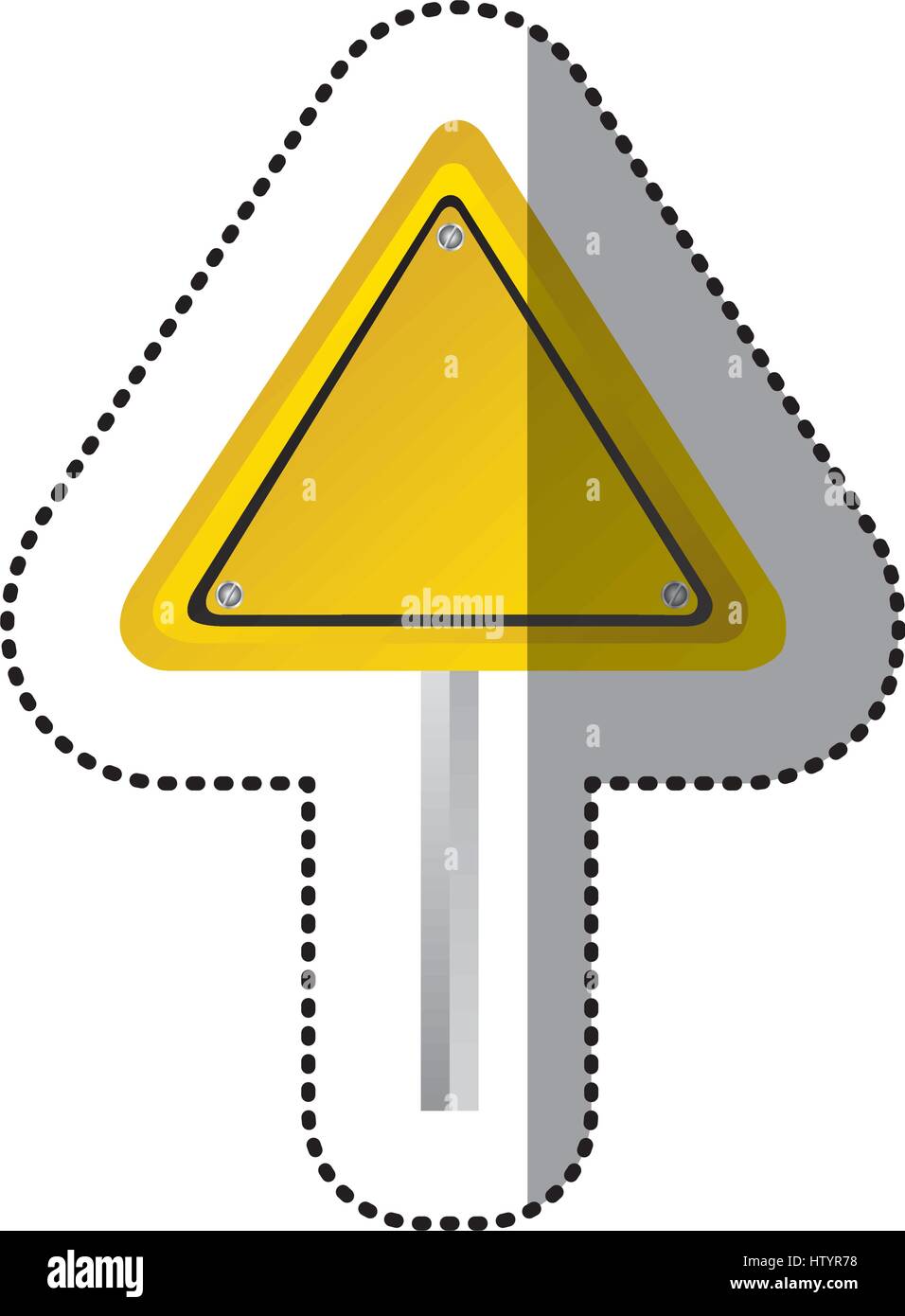 sticker yellow triangle shape traffic sign with base pole Stock Vector ...