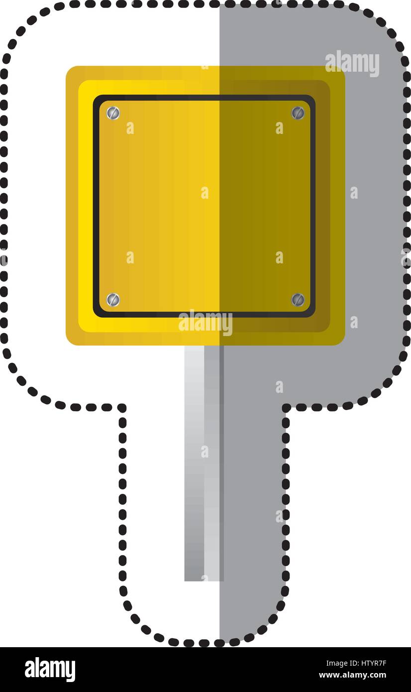 sticker yellow square shape traffic sign with base pole Stock Vector ...