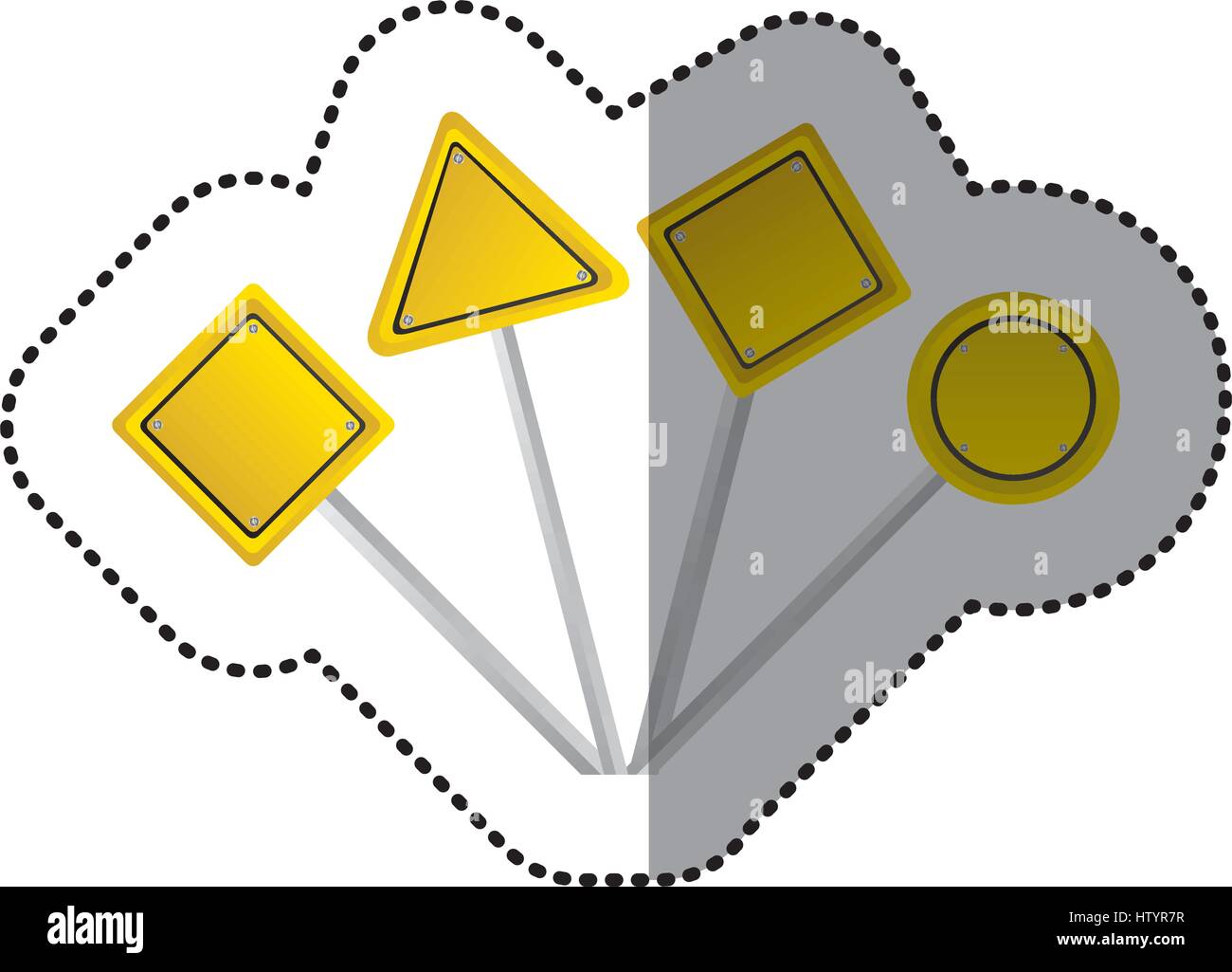 sticker yellow set shape traffic sign with base pole Stock Vector Image ...