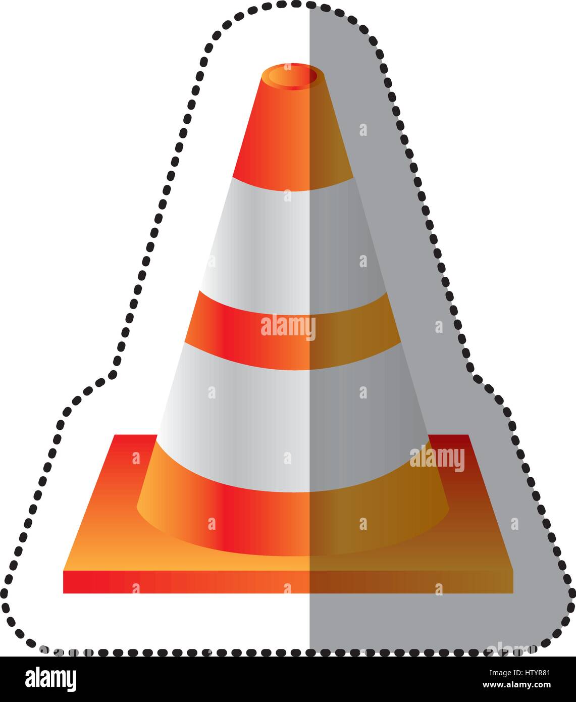 sticker realistic striped traffic cone flat icon Stock Vector Image ...