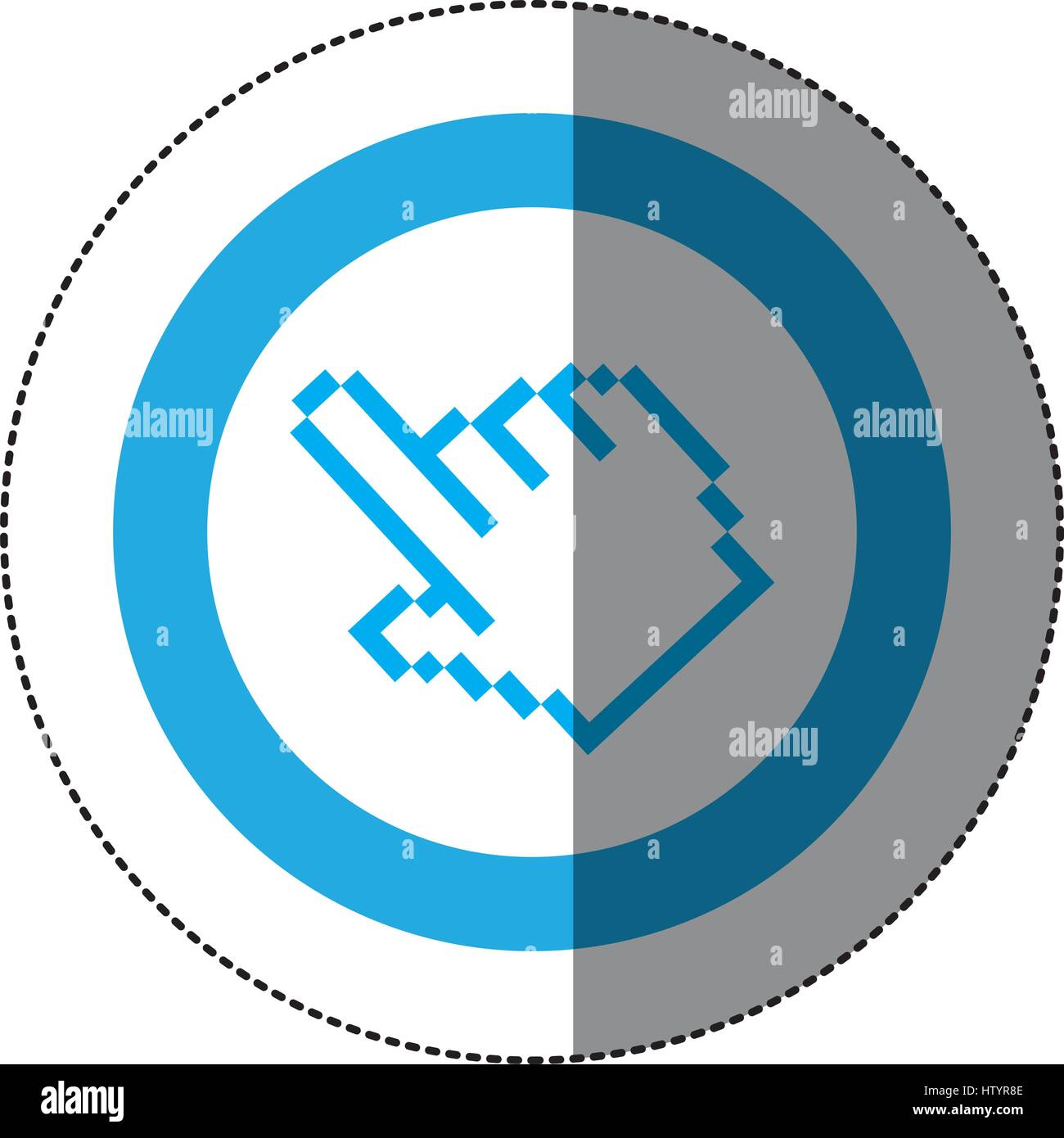 sticker blue circular frame with pixelated hand pointing Stock Vector ... sticker blue circular frame with pixelated hand pointing Stock Vector ...