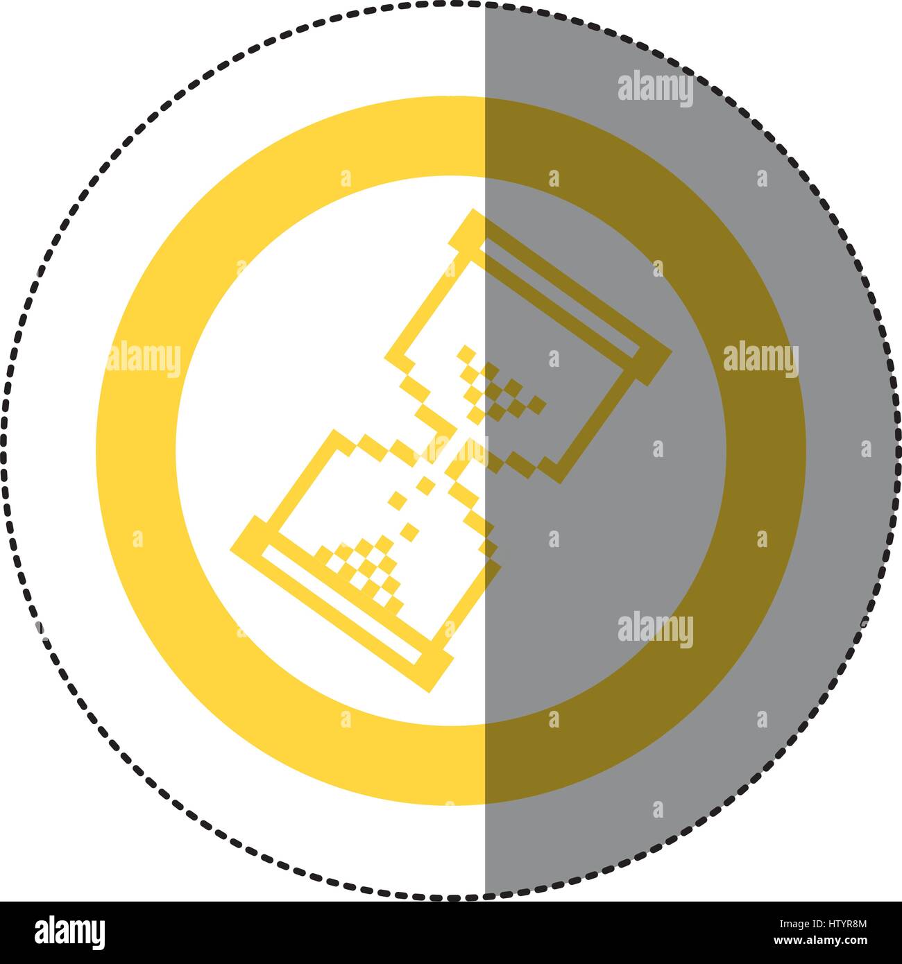 sticker yellow circular frame with pixel hourglass Stock Vector Image ...