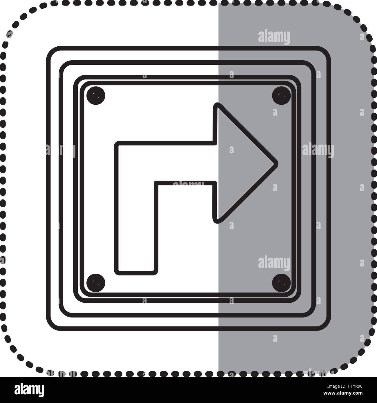 sticker silhouette square frame turn right traffic sign Stock Vector ...