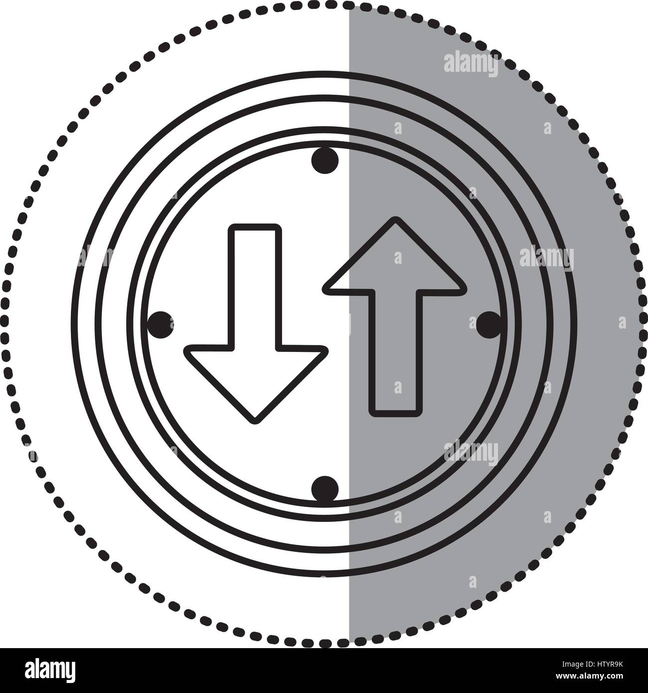 sticker silhouette circular frame two way traffic sign Stock Vector ...