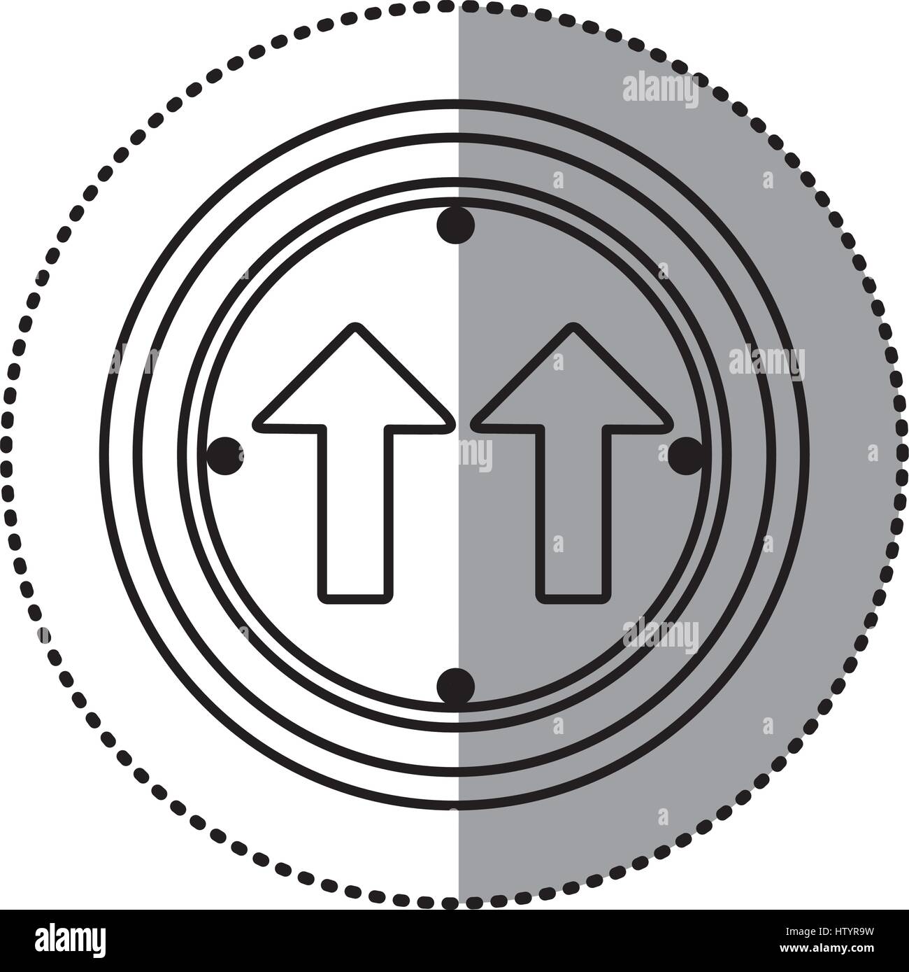 sticker silhouette circular frame same direction arrow road traffic ...