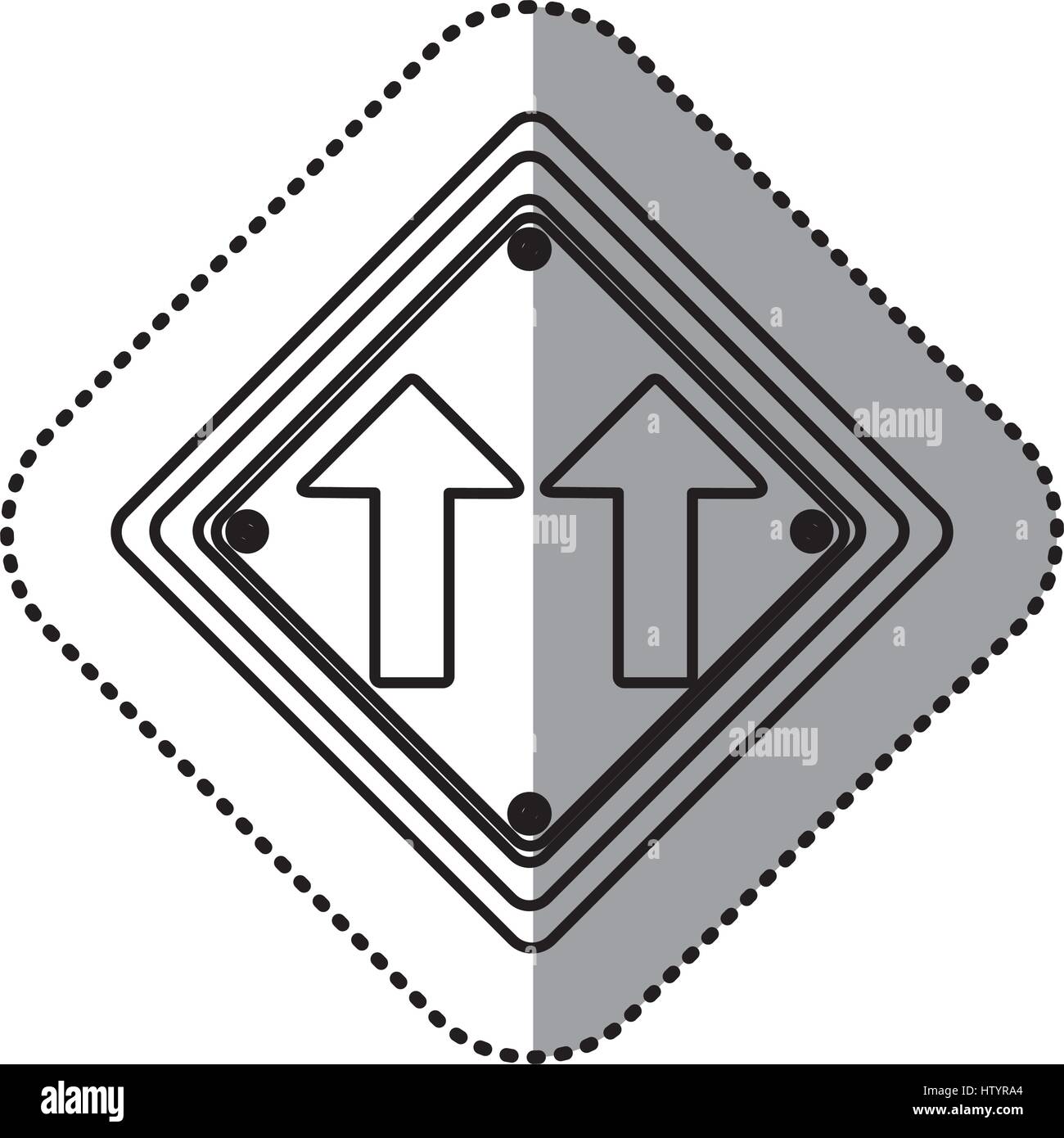 sticker silhouette diamond shape frame same direction arrow road ...