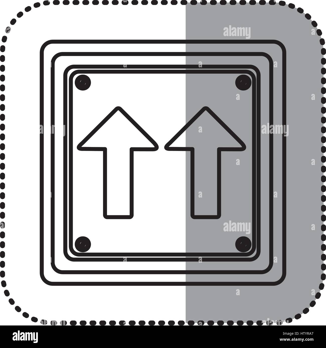 sticker silhouette square shape frame same direction arrow road traffic ...