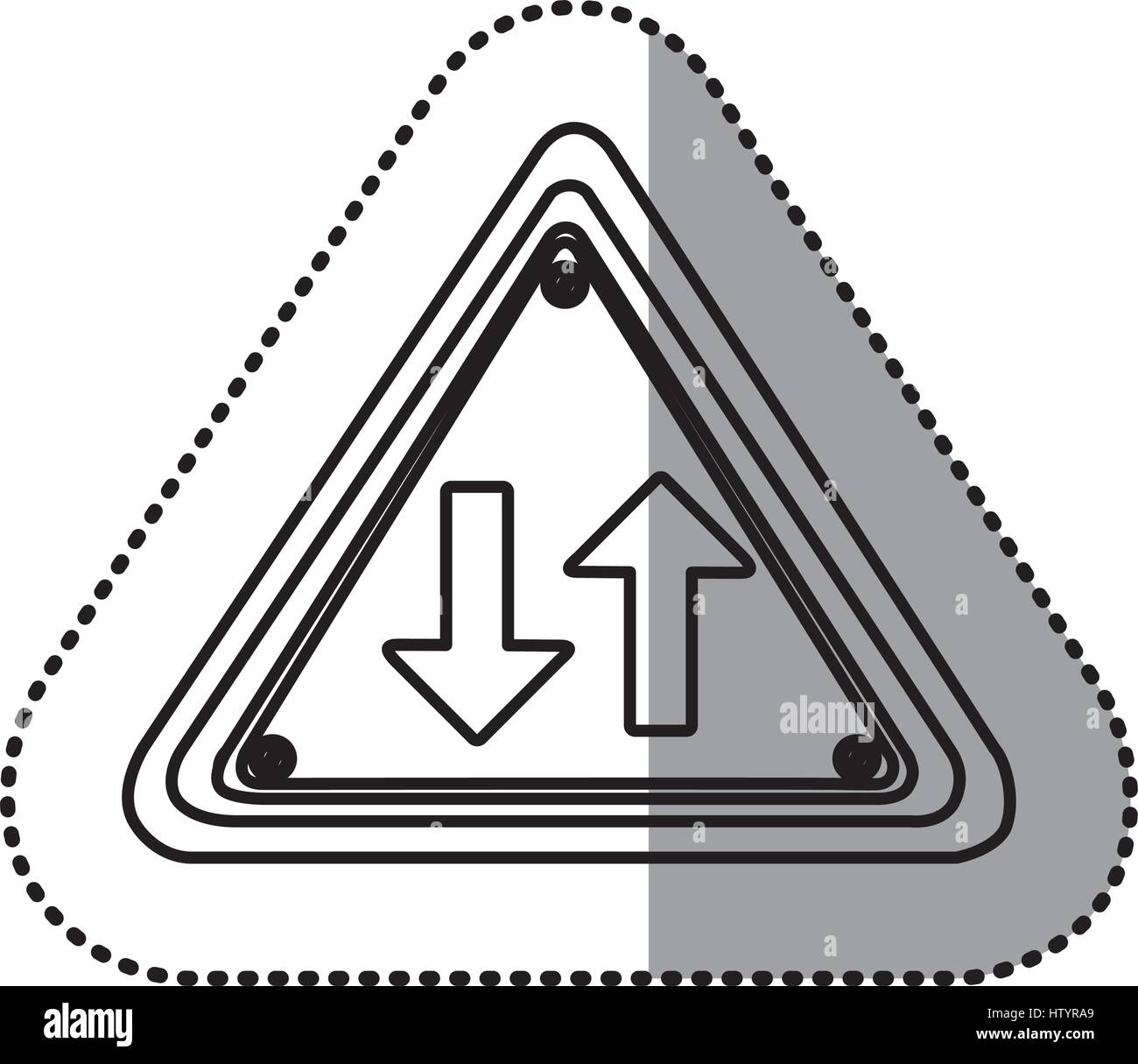 sticker silhouette triangle shape frame two way traffic sign Stock ...