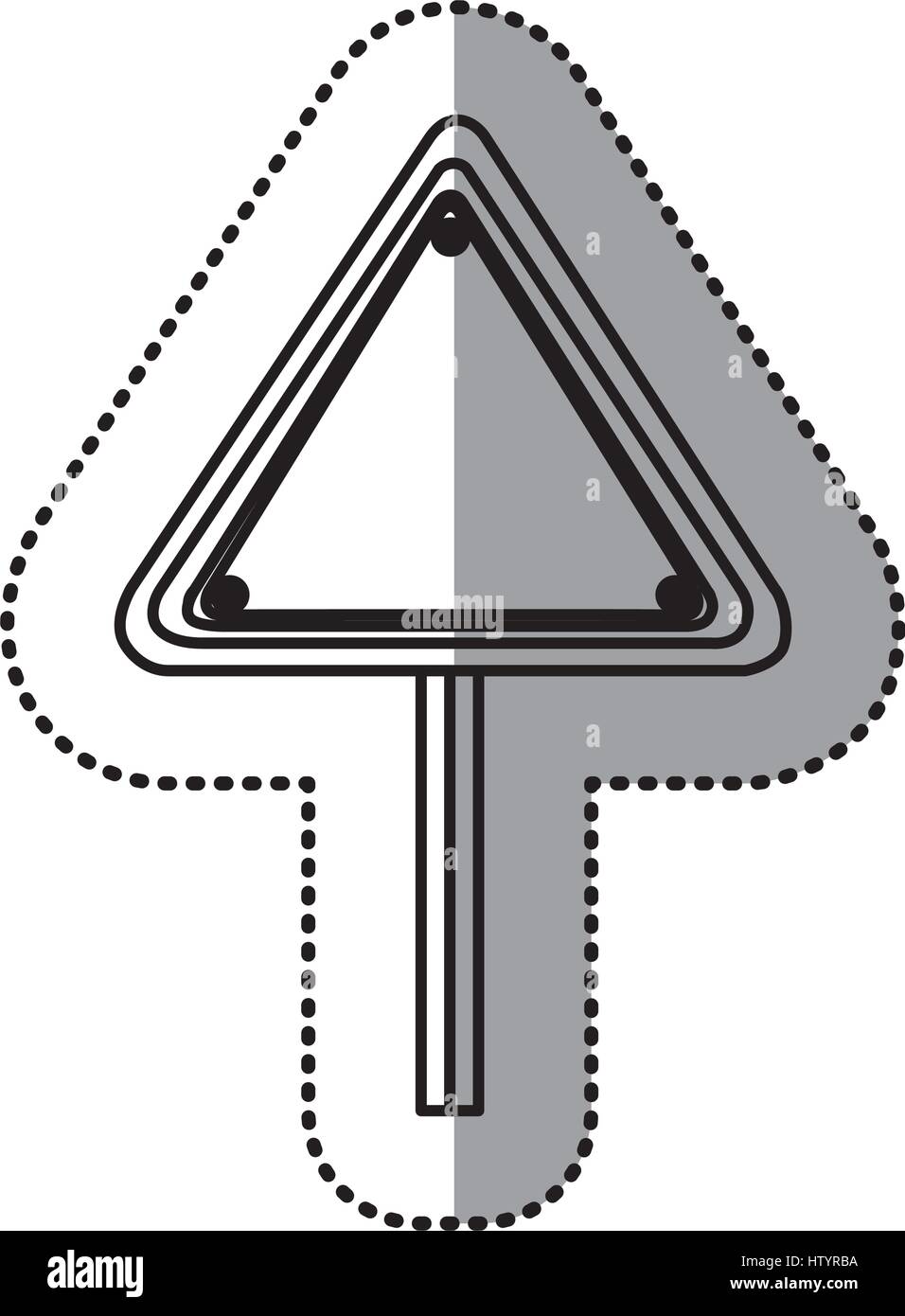 sticker silhouette triangle shape traffic sign with base pole Stock ...