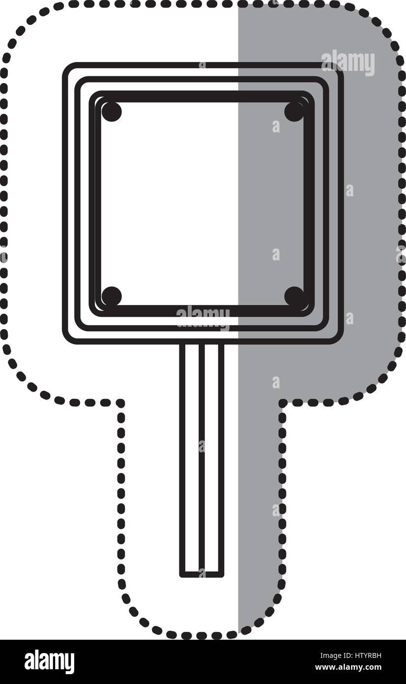 sticker silhouette square shape traffic sign with base pole Stock ...