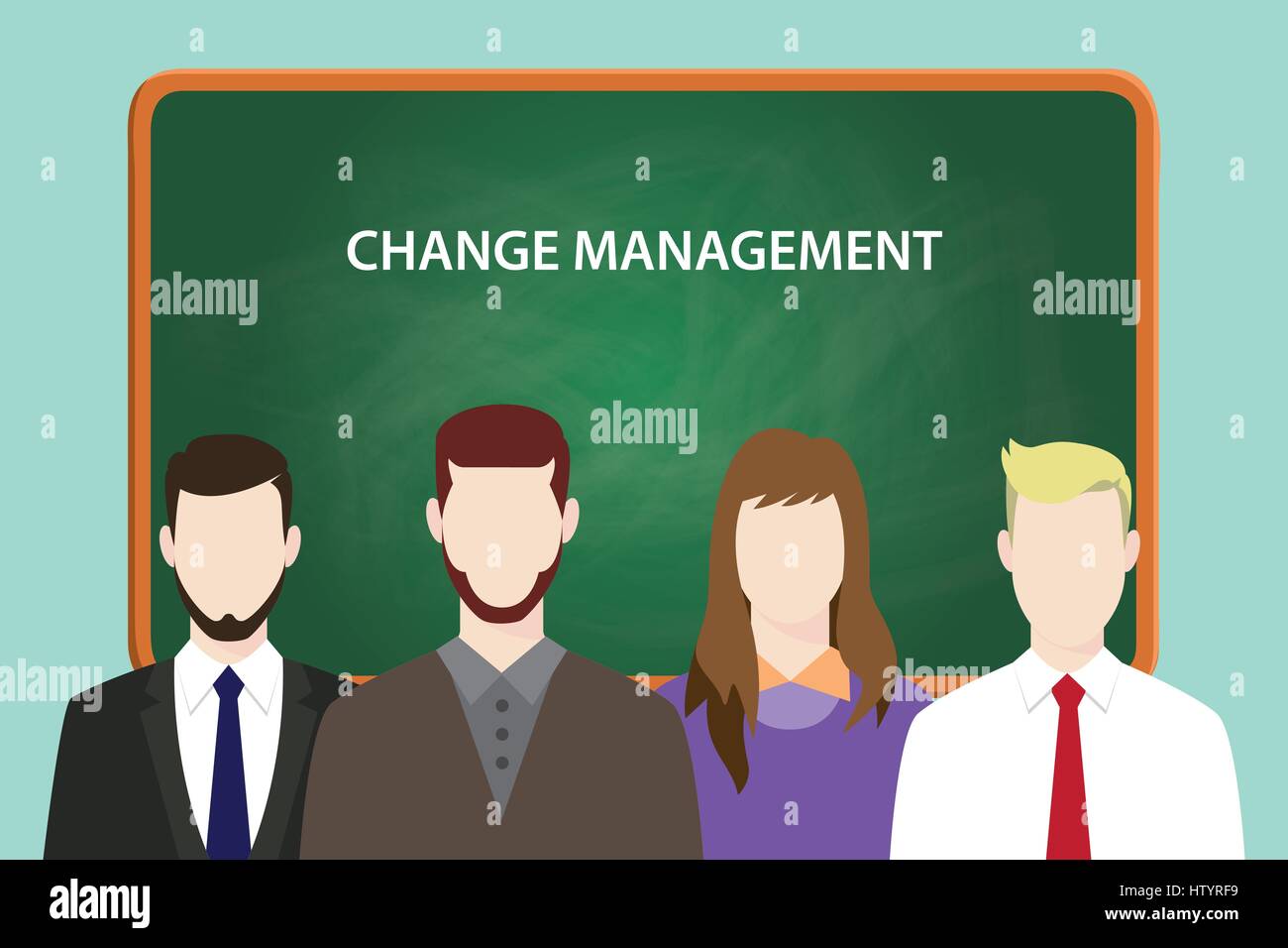 change management white text on green chalk board illustration with ...