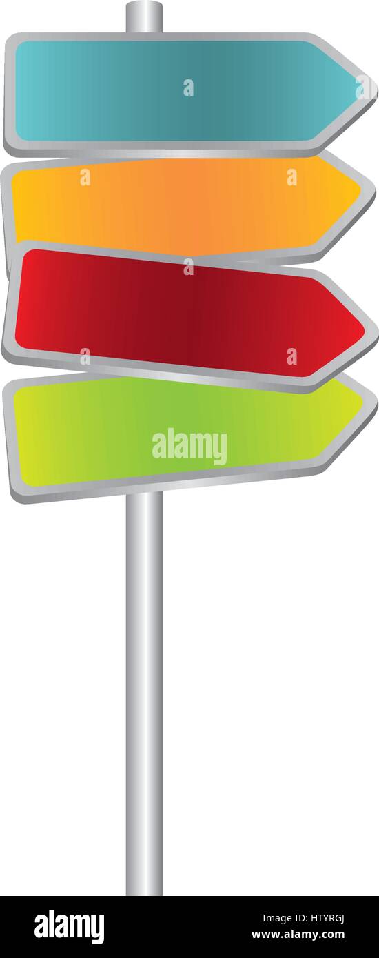 colorful multidirectional metallic plaque road sign Stock Vector Image ...