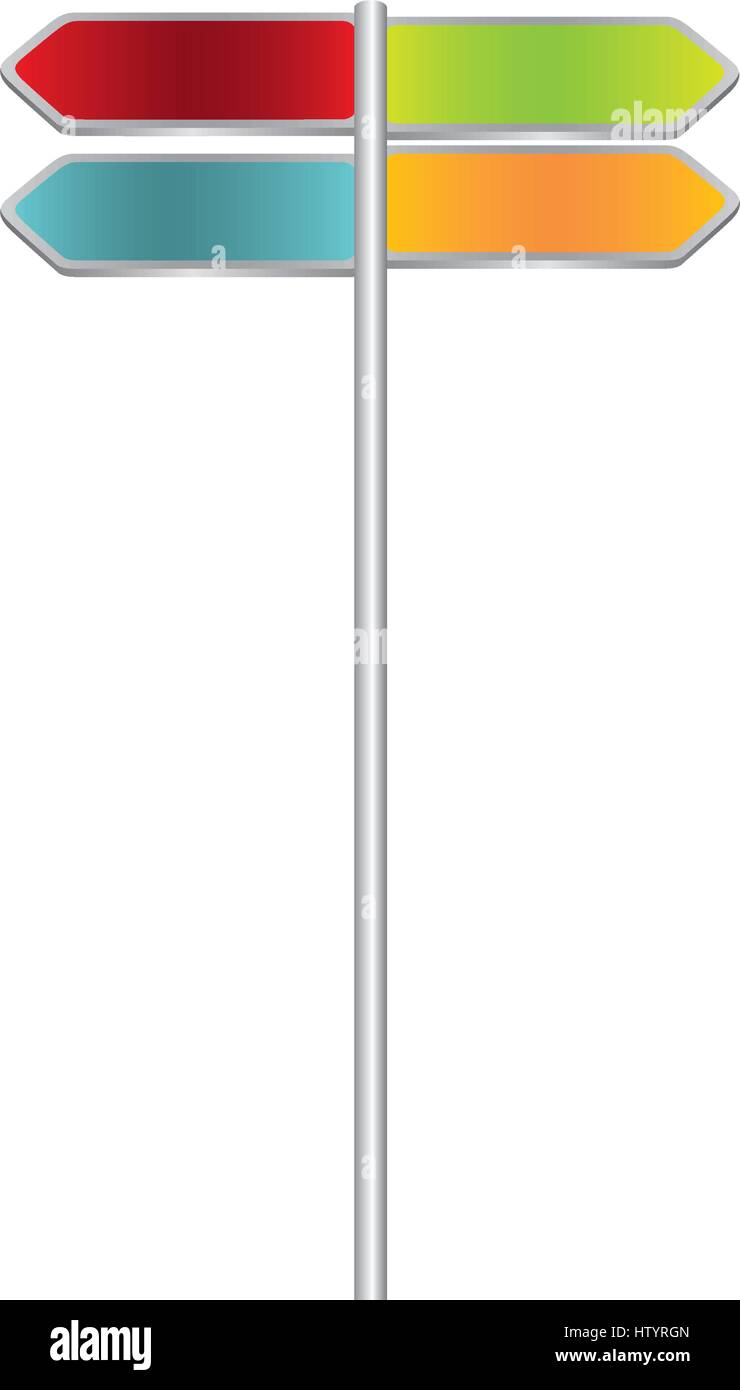 colorful metallic multidirection road signs set Stock Vector Image ...