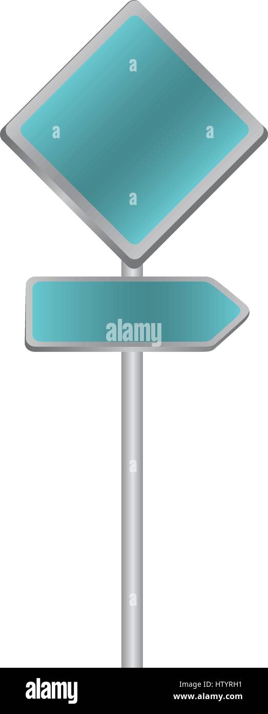 metallic blue diamond shape traffic sign with direction board set Stock ...