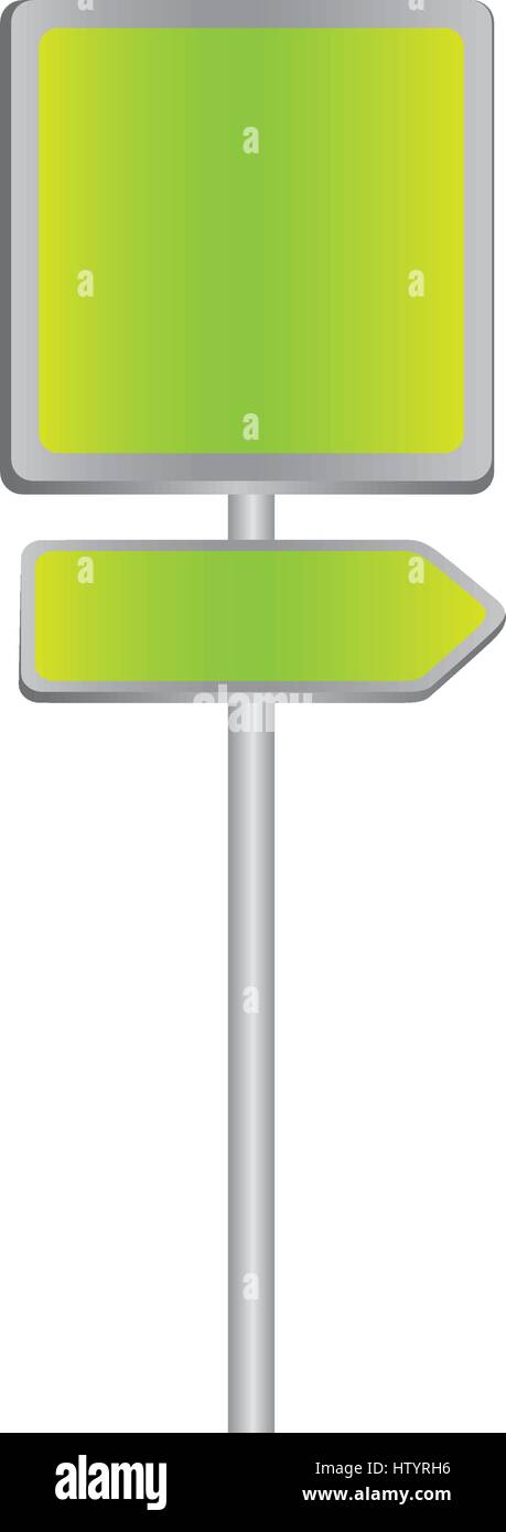 metallic green square shape traffic sign with direction board set Stock ...