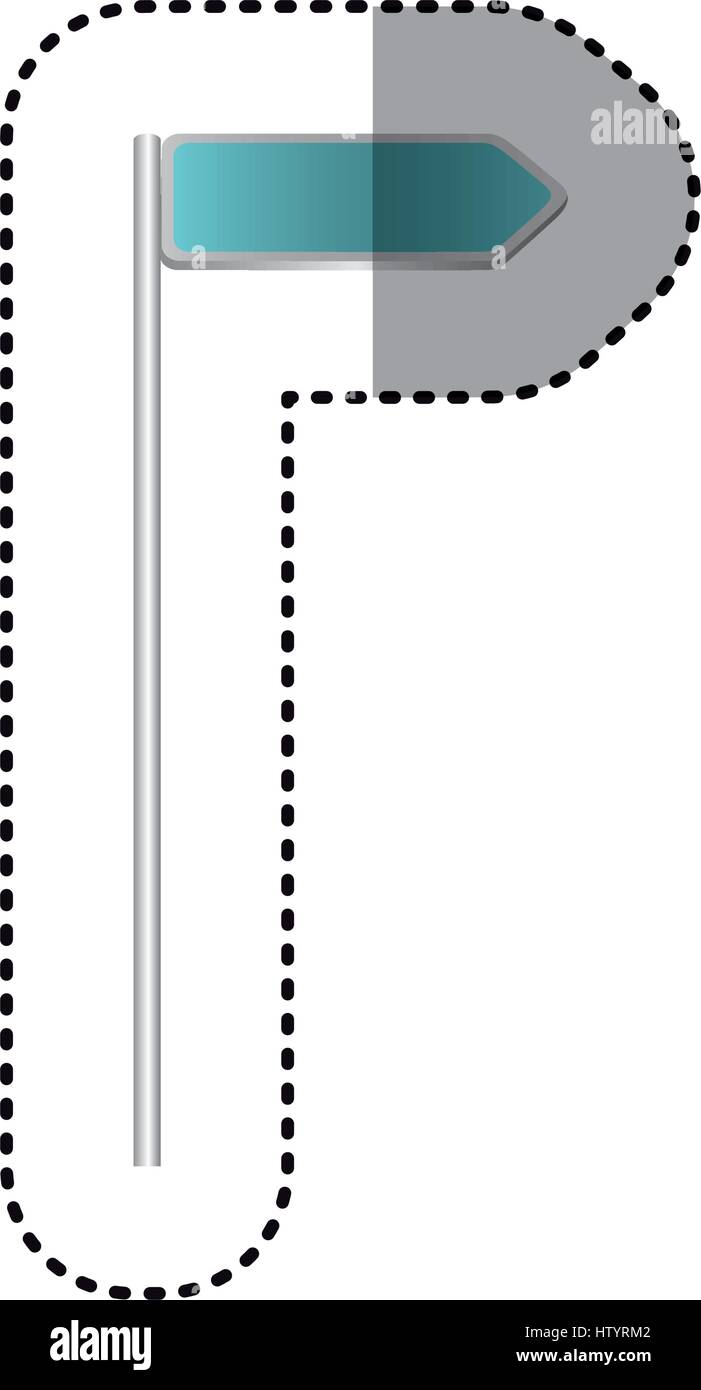 silhouette metallic square shape traffic sign with direction board set ...