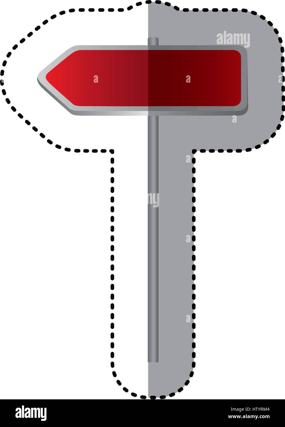 silhouette metallic triangle shape traffic sign with direction board ...
