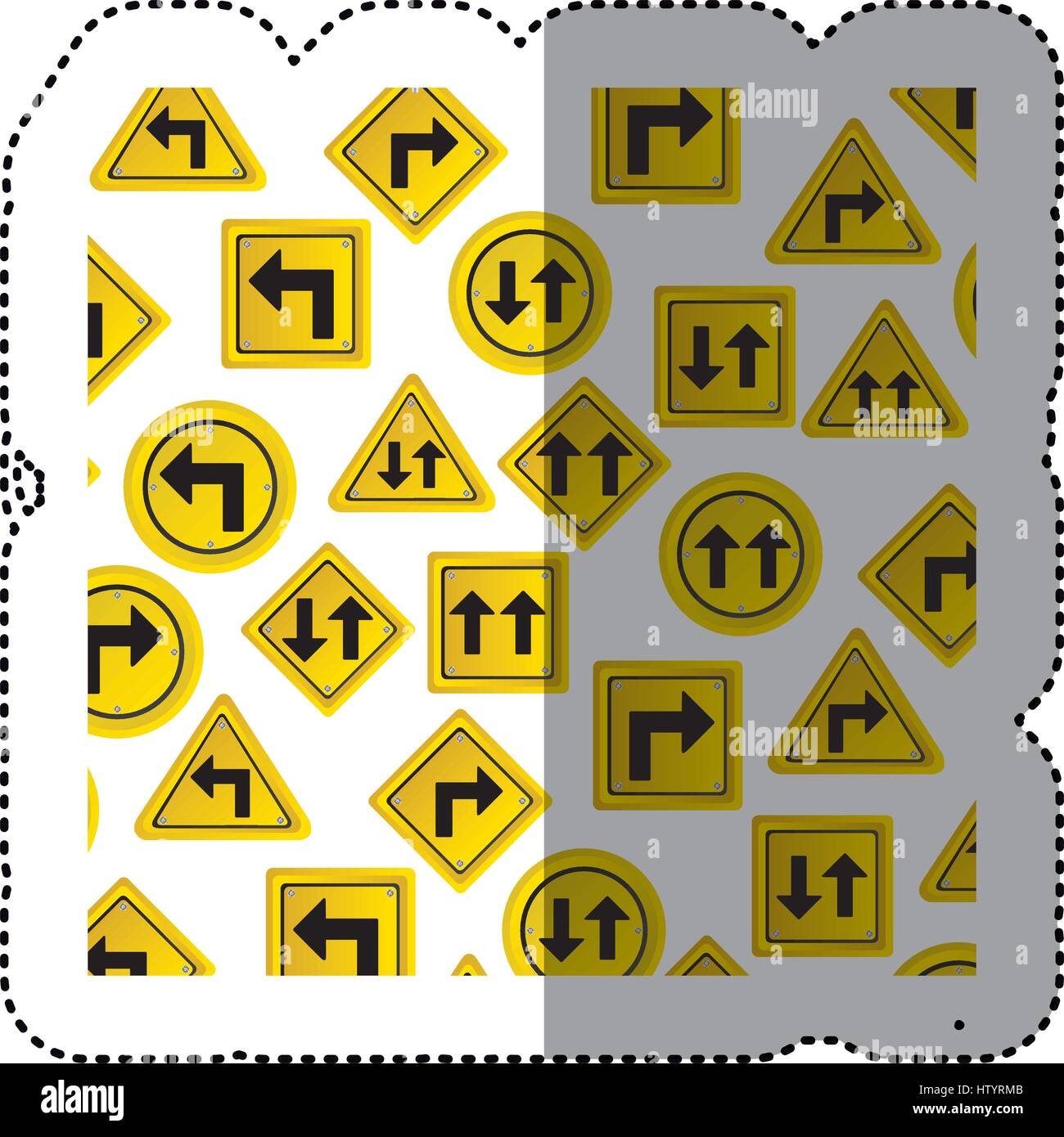 silhouette metallic diamond shape frame same direction arrow road ...