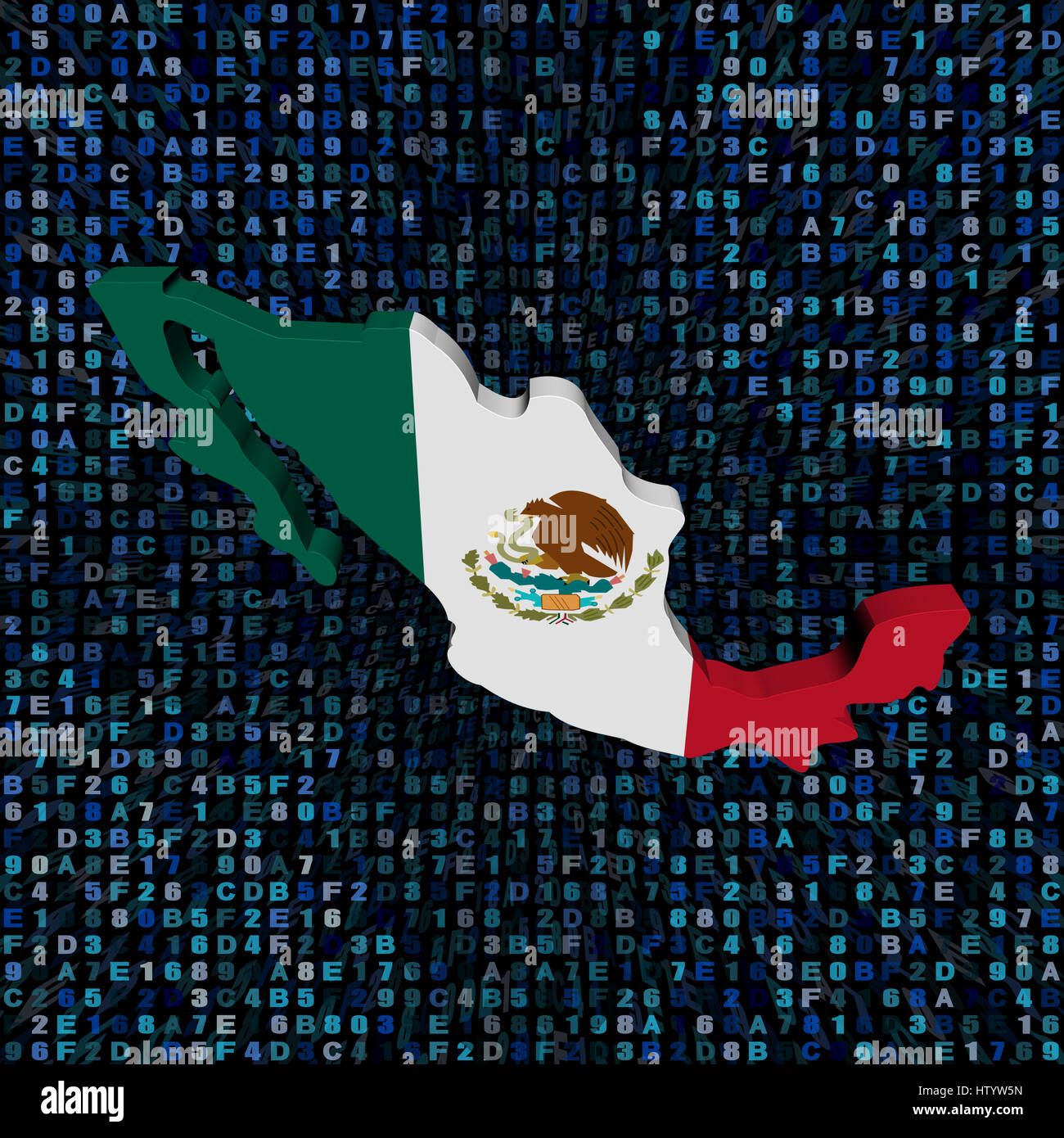 Mexico map flag on hex code illustration Stock Photo - Alamy