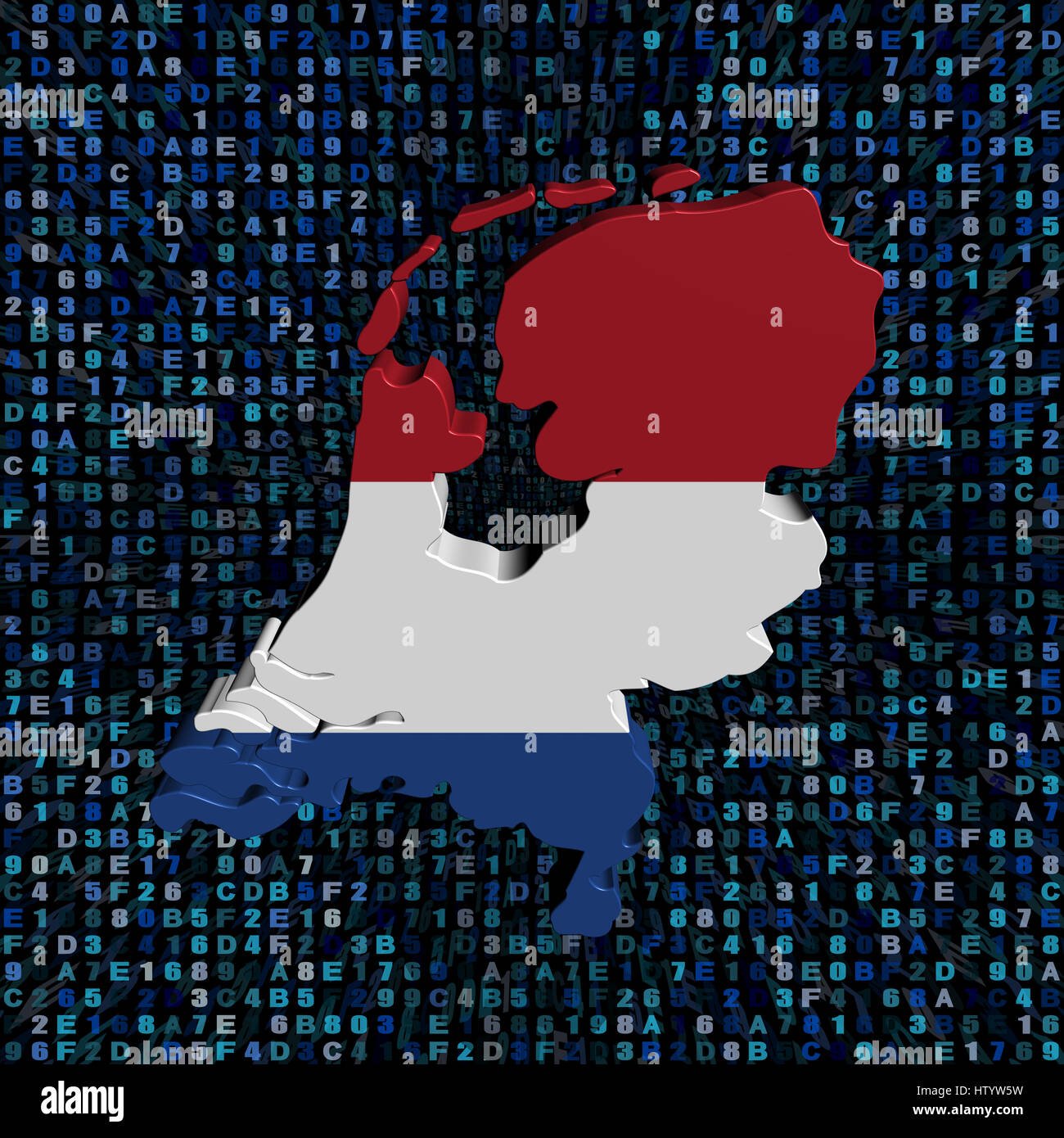 Netherlands map flag on hex code illustration Stock Photo - Alamy